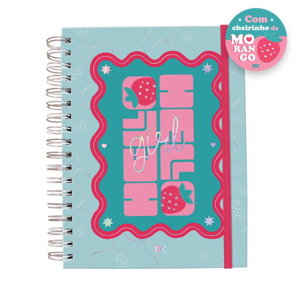 Caderno DAC Smart Universitário Hello capa com Aroma de Morango - com ...